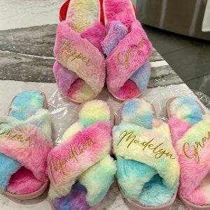 Wifey Custom Fur Slippers Personalized Birthday Gift Women Fluffy ...