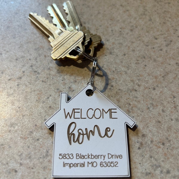 Personalized Welcome Home Keychain, Custom Real Estate Keychain ...