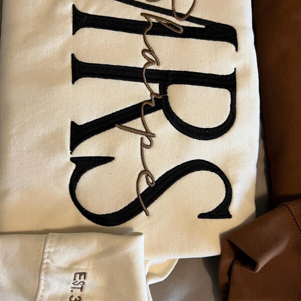 Custom Mrs. Embroidered Sweatshirt, Date on Sleeve, Personalized Gift ...