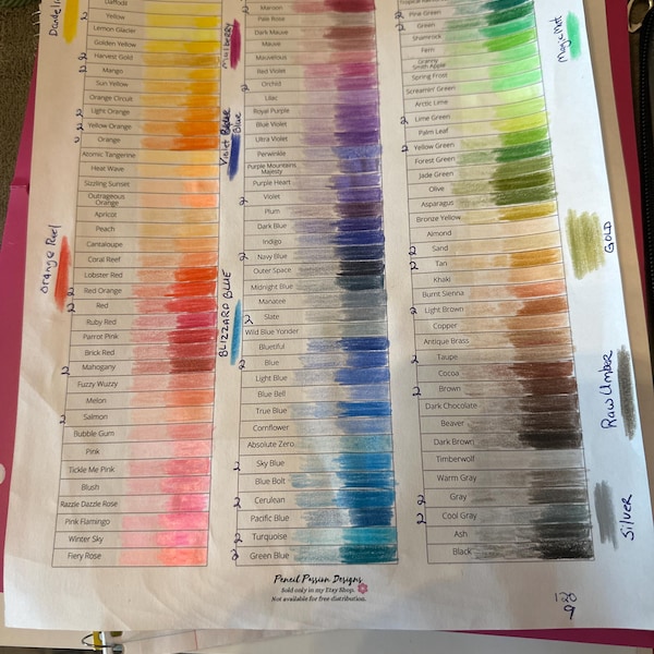 120 Crayola Pre-filled Color Chart - Names and Numbers Pre-filled in ...