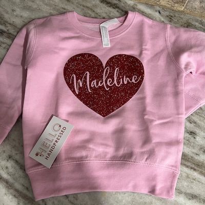 Kid's Valentine Outfit, Personalized Valentine's Sweatshirt With Heart ...
