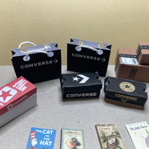 Miniature Shoe Box & Paper Bag Set Template | 5 Pieces Miniature Sneaker Shoe Box PRINTABLE File ...