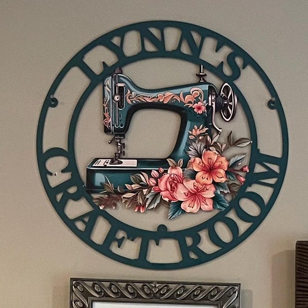 Custom Quilting Sign, Sewing Room Sign, Sewing Machine With Flower Sign ...