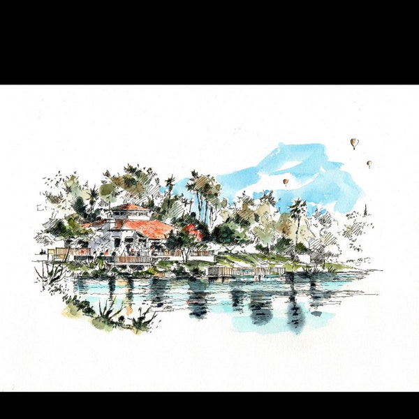 The Beverly Hills Hotel Watercolor Print, Beverly Hills, Travel ...