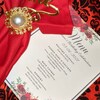 Red Roses Wedding Menu Card Template Tea Length Red Flowers Wedding ...