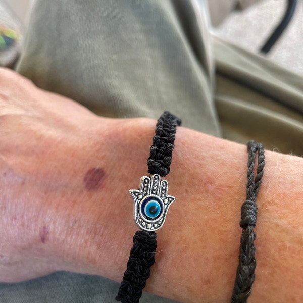 Hamsa Hand Black String Bracelet, for Happiness, Luck, Health, and Good ...