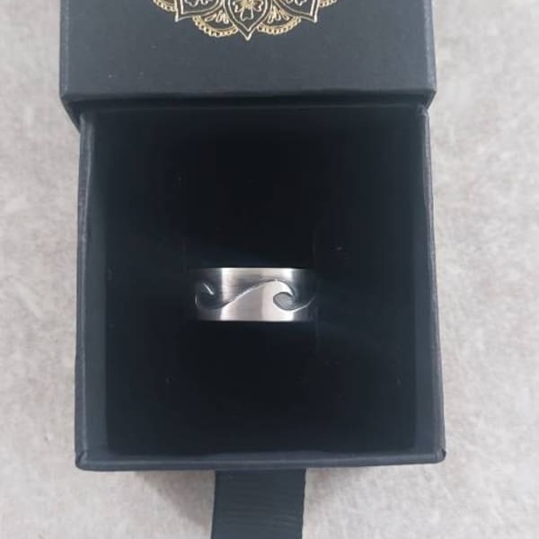 Mens Gold Wave Wedding Ring. Waves and Mountains Ring. Unisex Wave Ring ...