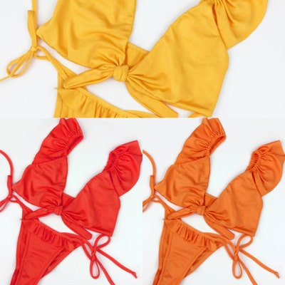 DIY Ruffle Sleeve Bow Tie Bikini Top PDF Sewing Pattern - Etsy
