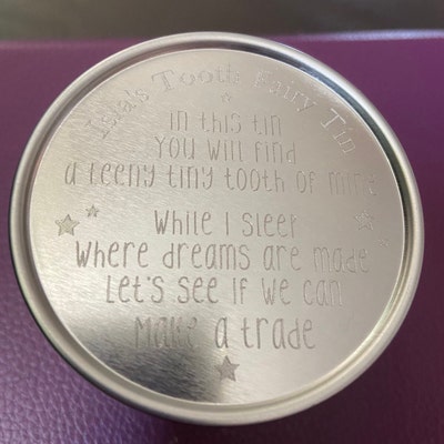 Silver Tooth Fairy Box With Poem Design, Engraved Keepsake Tin Box ...