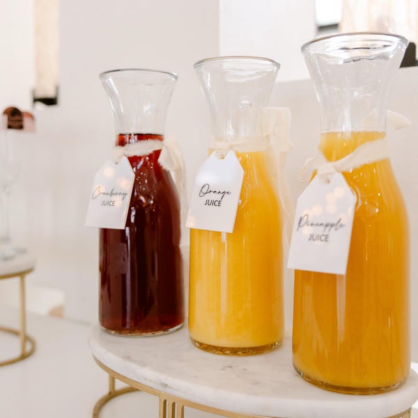 Mimosa Bar Acrylic Juice Tags — PRICE FOR 1 PIECE | Carafe Labels for ...