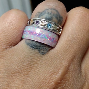 Unicorn Poop Ring With Opal Inlay 6mm Width Diamond Dust | Etsy