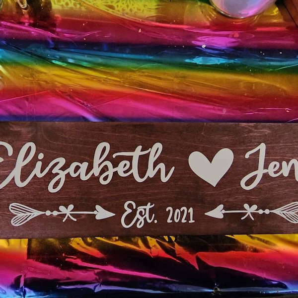 Custom Couple Name Sign: EST With Heart Arrows (personalized Gift 7370 ...