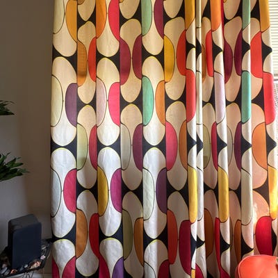 Mid Century Modern Curtain Panels, Boho Curtains, Retro Curtains, Hippie Retro Window Curtain ...