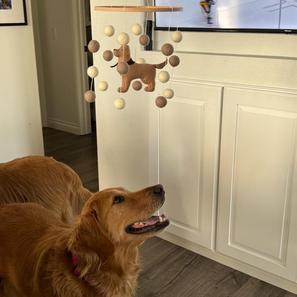 Dog Mobile for Nursery, Golden Retriever Dog Baby Mobile, Gender ...