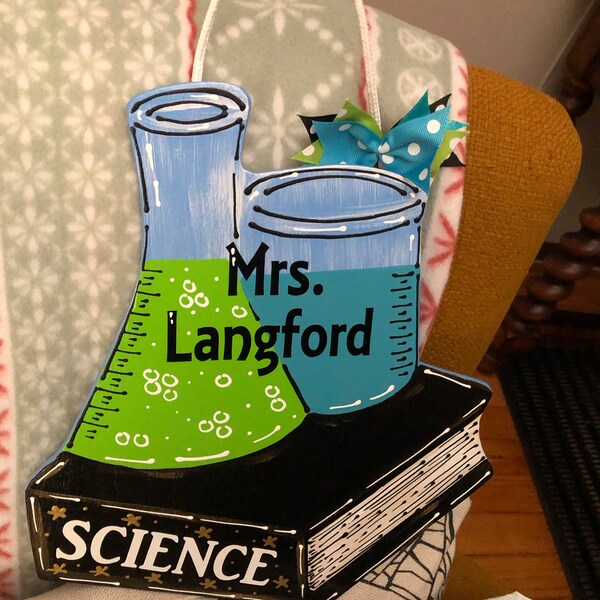 Personalized SCIENCE TEACHER SIGN Class Classroom Name Room Door Plaque ...