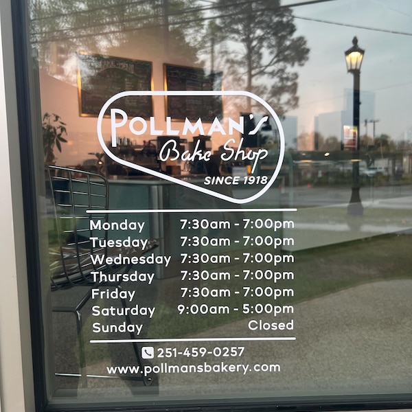Store Hours Decal - Business Logo Window Sticker - Custom Hours of ...