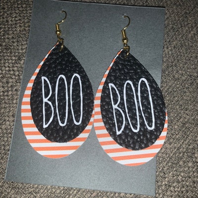 Boo Earrings, Halloween Earrings, Halloween Faux Leather Earrings ...