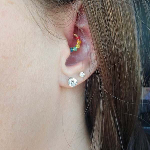 Gold Rainbow Clicker 1.2mm (16ga) Suitable for Septum, Daith, Rook, Conch, Helix, Cartilage 16g ...