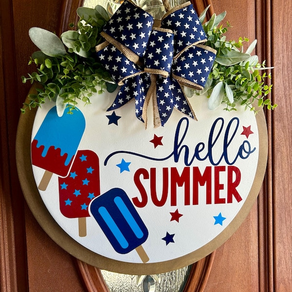 Summer Front Door Decor | Hello Summer | Summer Door Hanger | Summer ...