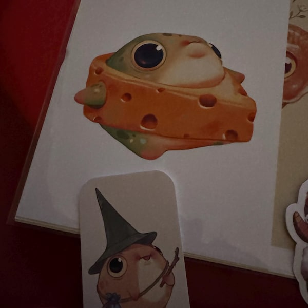 Cheese Frog | Art Print | Original Wall Hanging | Cottagecore Frog Art ...
