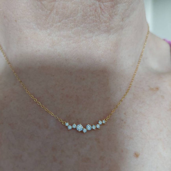 Elegant Diamond Smile Necklace for Wedding •minimalist Diamond Necklace ...