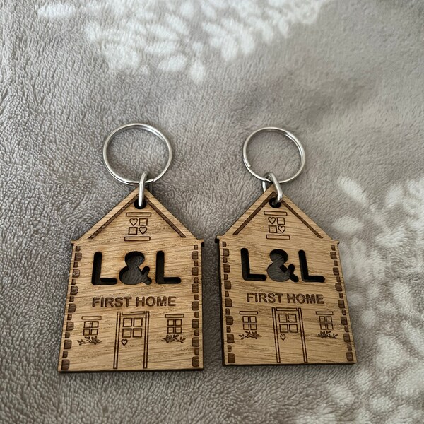 Set of 2 Couples New Home Keyrings - Housewarming Gift - Personalised ...