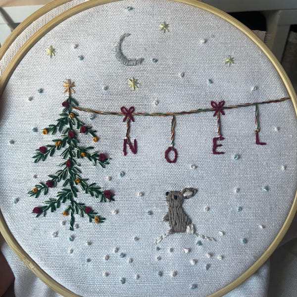 Christmas Embroidery Pattern Whimsical Noel Bunny and Christmas Tree ...