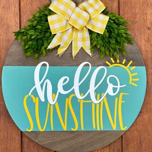 Summer Front Door Decor Hello Sunshine Summer Door Hanger Summer Wreath ...