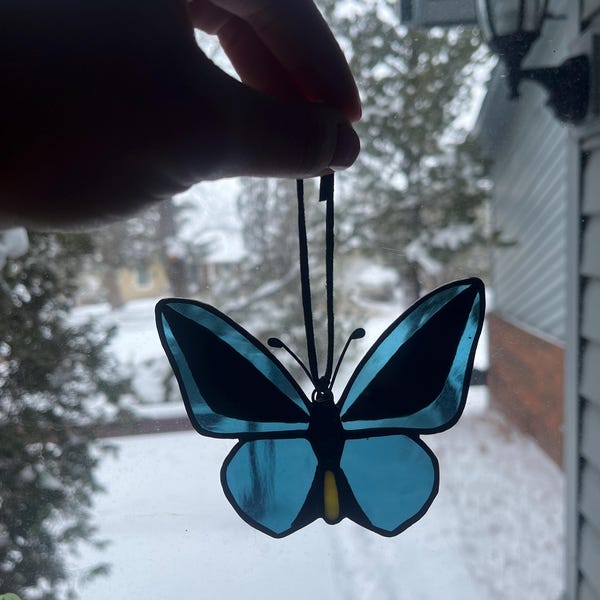 Monarch Butterfly Wing Stained Glass - Handmade Glass Art - Window ...