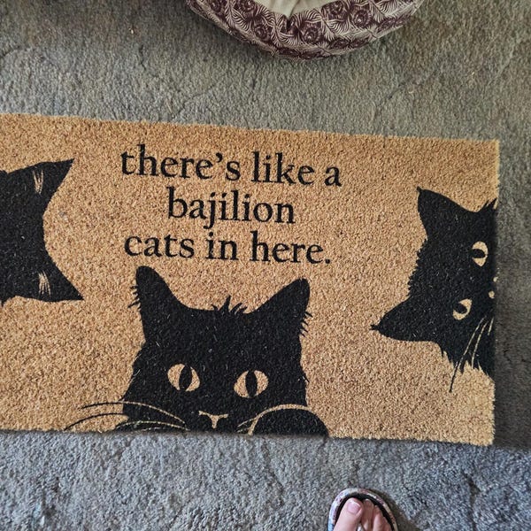 Cats Peekaboo, Welcome Hope You Like Cats Doormat, Welcome Cats Door ...
