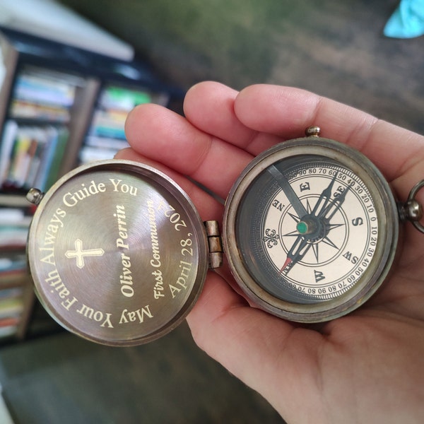 Your Handwritten Engraved Compass, Couple Anniversary Gift ...