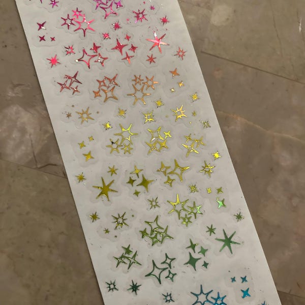 Foil Sparkle Stickers Clear Holographic Stickers and Star Sticker Sheet ...