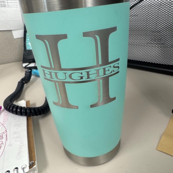 Personalized Initial YETI Tumbler: Laser Engraved 20 Oz Stainless Steel ...
