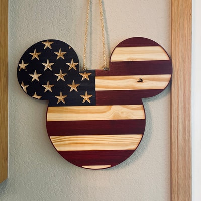 Disney Mickey Flag American Flag Sign Indoor Outdoor Hanging - Etsy