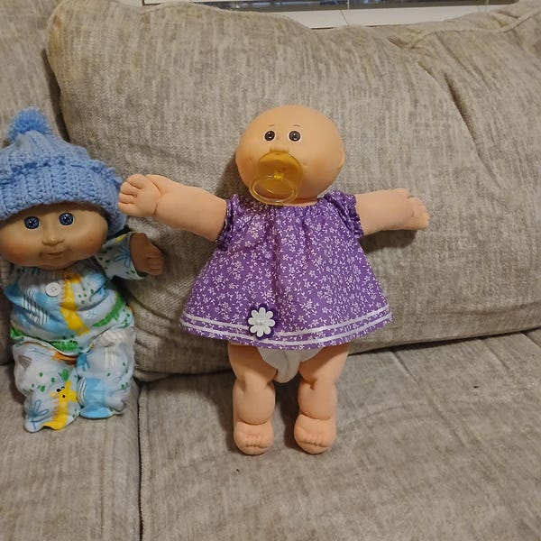 12" Newborn Cabbage Patch Clothes "purple W/white Flowers" Dress ...
