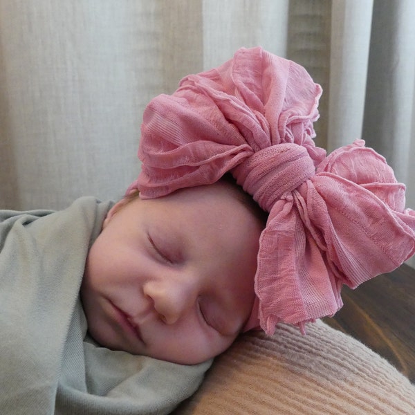 Big RUFFLE Bow Headband, Baby Girl Headwrap, Baby Turban, Baby Head ...