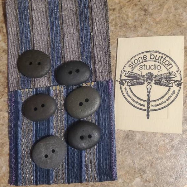 5 X 3/4 Inch STONE BUTTON Set Hand Drilled Beach Stones 2 Mm Holes ...