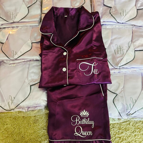 Royal Blue Color Pj's,personalized Satin Pyjamas,bridesmaid Pyjama Set ...