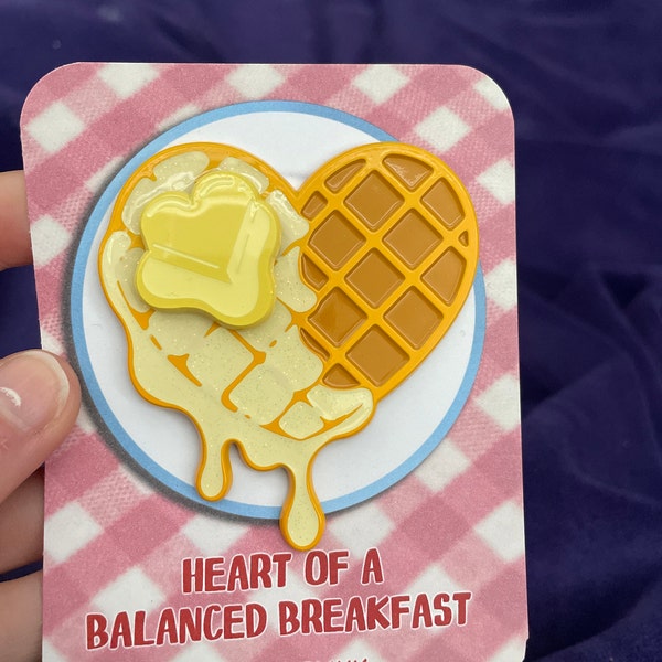 Heart Waffle & Pancake Enamel Pin: Syrup, Glitter Butter Topping - Etsy