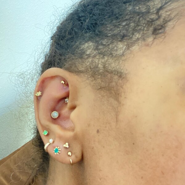 14K Gold Cartilage Forward Helix Tragus Cartilage Inner Conch Daisy ...