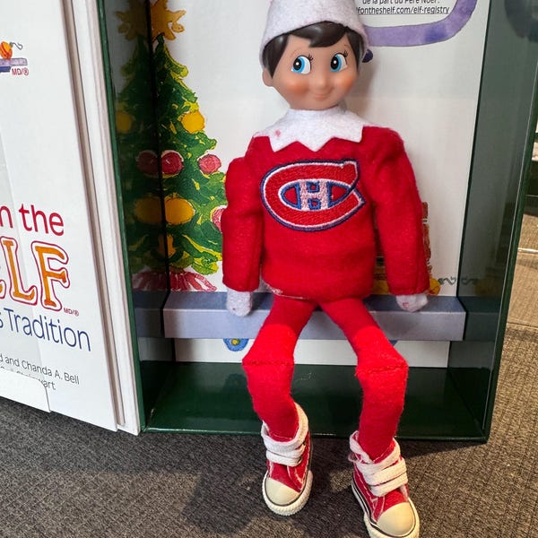 Elf Outfit, 4 Pc Elf Outfit, Elf Sweater Hat Glasses Pants, Doll ...