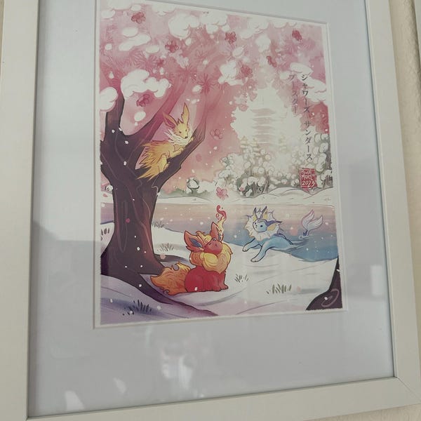 Ecruteak Snowfall Eeveelutions Pokemon Print | Poster | Eevee ...