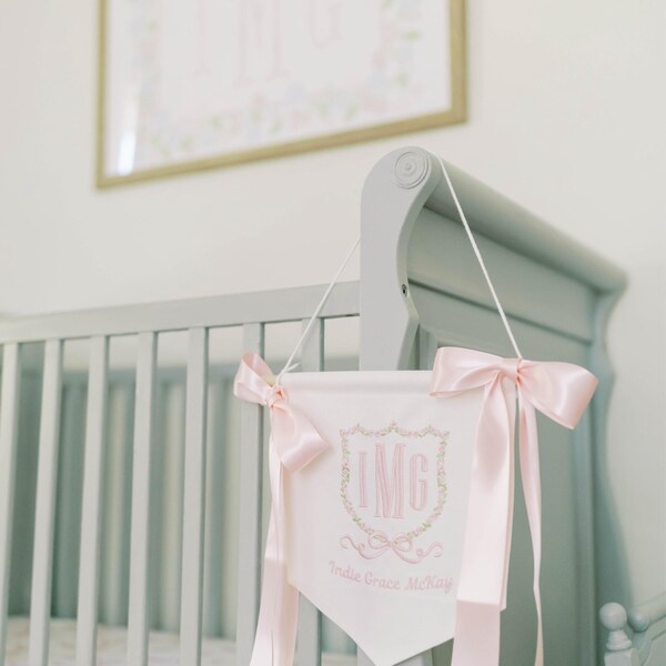 Custom Baby Banner for Hospital Door Sign & Nursery, Monogram Baby ...
