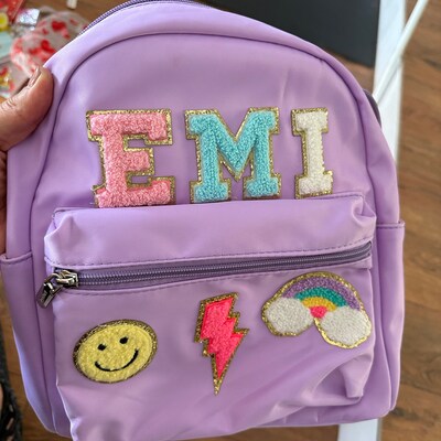 Custom Nylon Mini Backpack With Chenille Letters Personalized Backpack ...