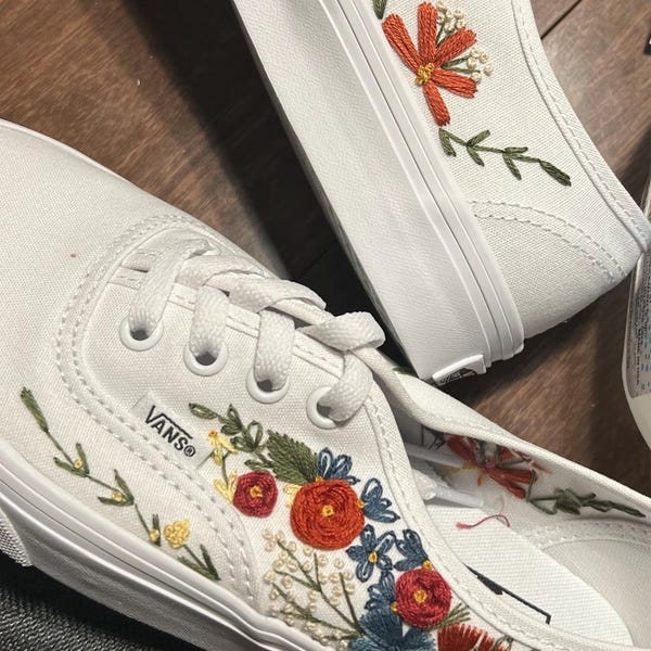 Embroidered Vans Shoes, Custom Hand Embroidery to Order, Personalized ...