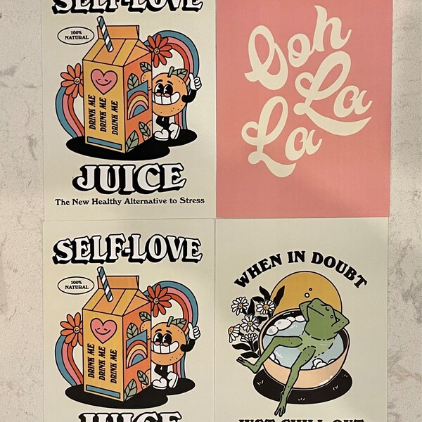 Retro Frog Wall Print, Chill Quote, Vintage Frog, Retro Flowers ...