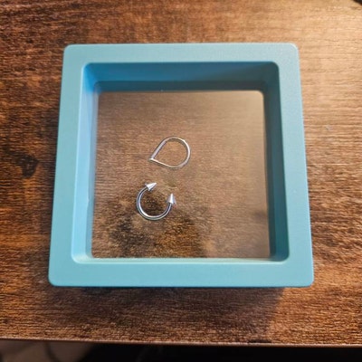 14G F136 Titanium Blue CZ Fat Floating Belly Ring Internally Threading ...