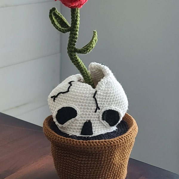 Crochet Skull Halloween PATTERN | Amigurumi | Flower in Skull | Crochet ...