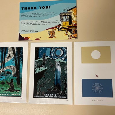 Icarus Greek Mythology Print, Graphic Minimalist Wall Art, the Fall of ...