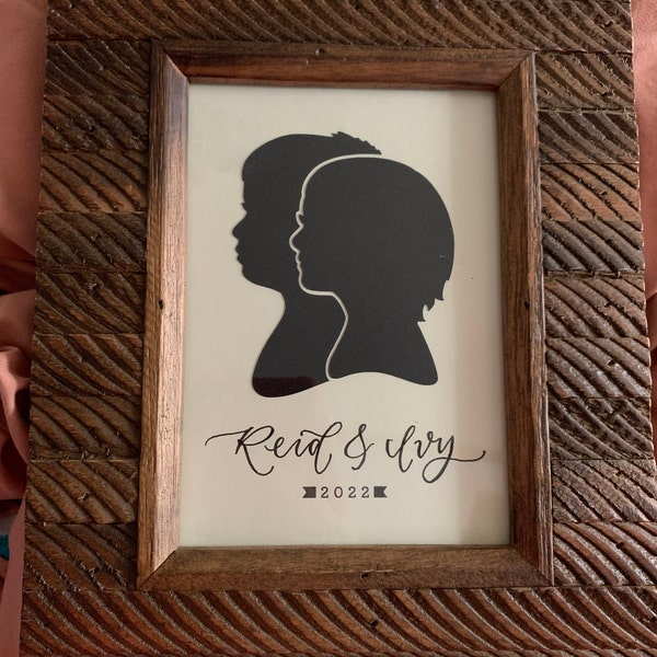 Siblings Papercut Silhouette Drawn From Your Photo - Personalize With ...